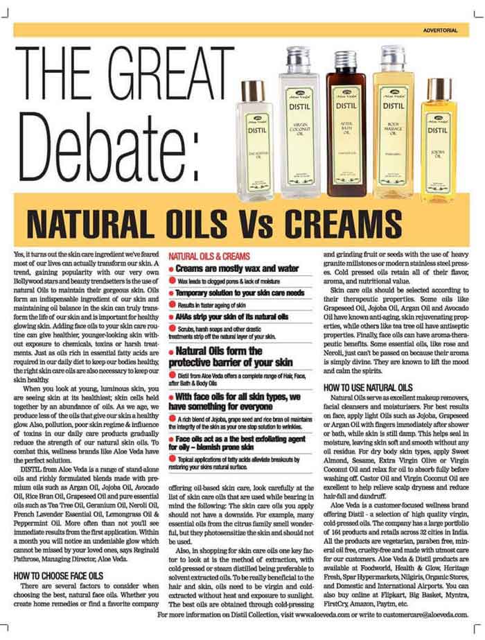 The Great Debate - Natural Oils Vs Creams | Aloe Veda